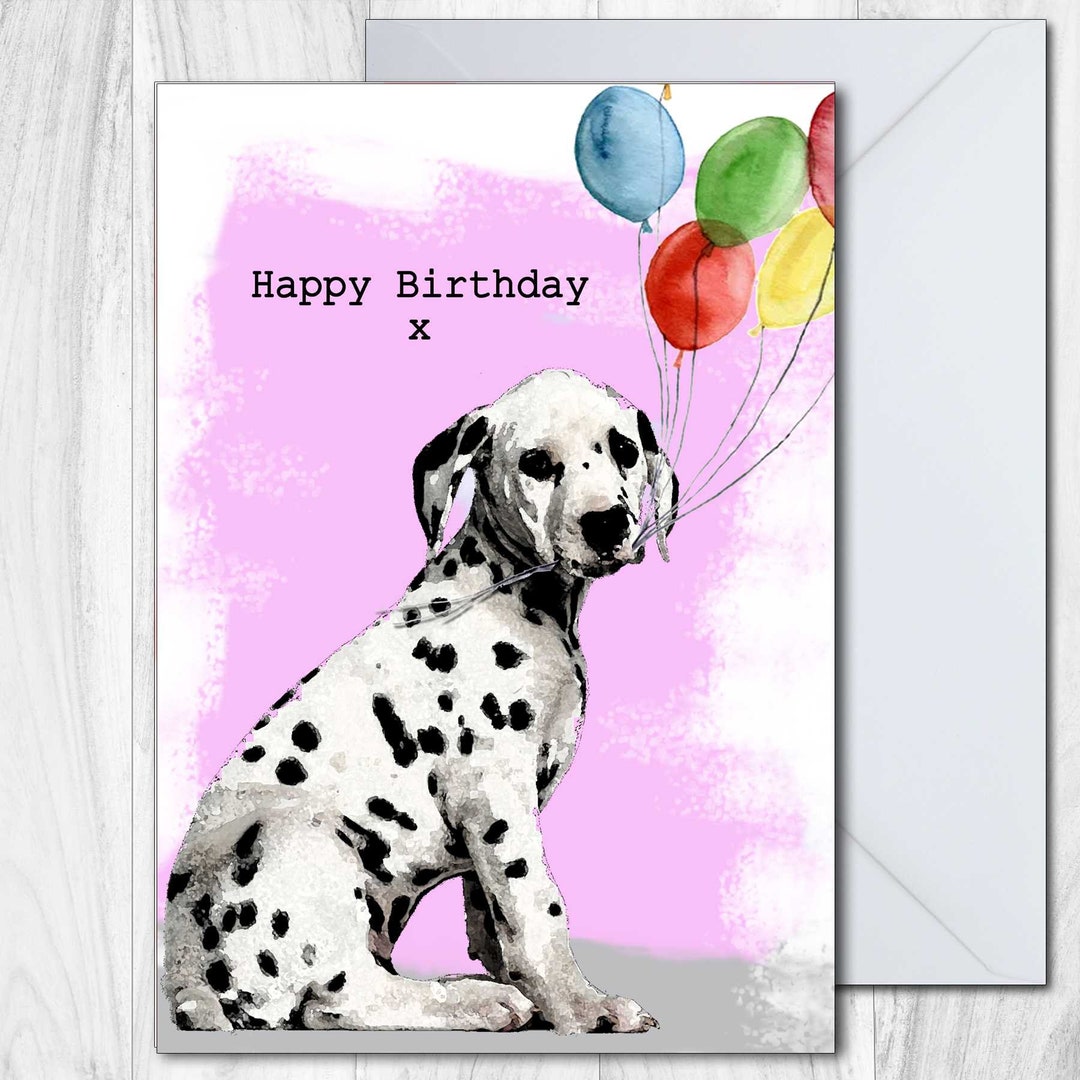 Birthday Card Dalmatian With Balloons - Etsy