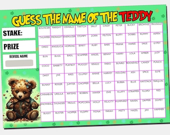 TEDDY Guess the Name of Scratchcard Fundraising Game Fete Fair Fayre ...