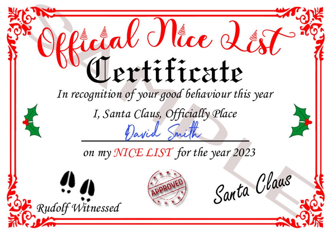 2023 Naughty or Nice Blank Certificate Downloadable - Etsy