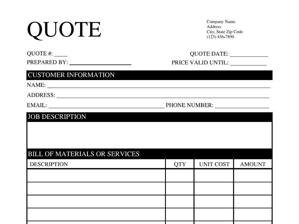 Quote Template - EDITABLE & PRINTABLE Pdf/doc on Microsoft Edge/google ...