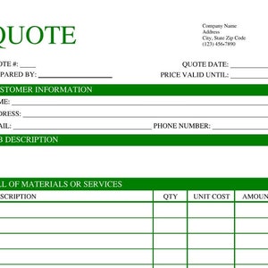 Green Quote Template - EDITABLE & PRINTABLE Pdf/doc on Microsoft Edge ...