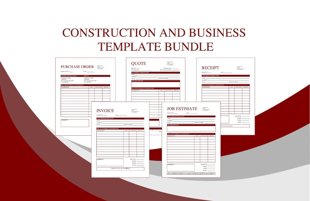 Dark Red Construction & Business Bundle | Pdf/doc on Iphone/microsoft ...