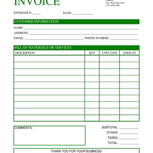 Invoice Template | 4 Color Options | Zip File | EDITABLE & PRINTABLE ...
