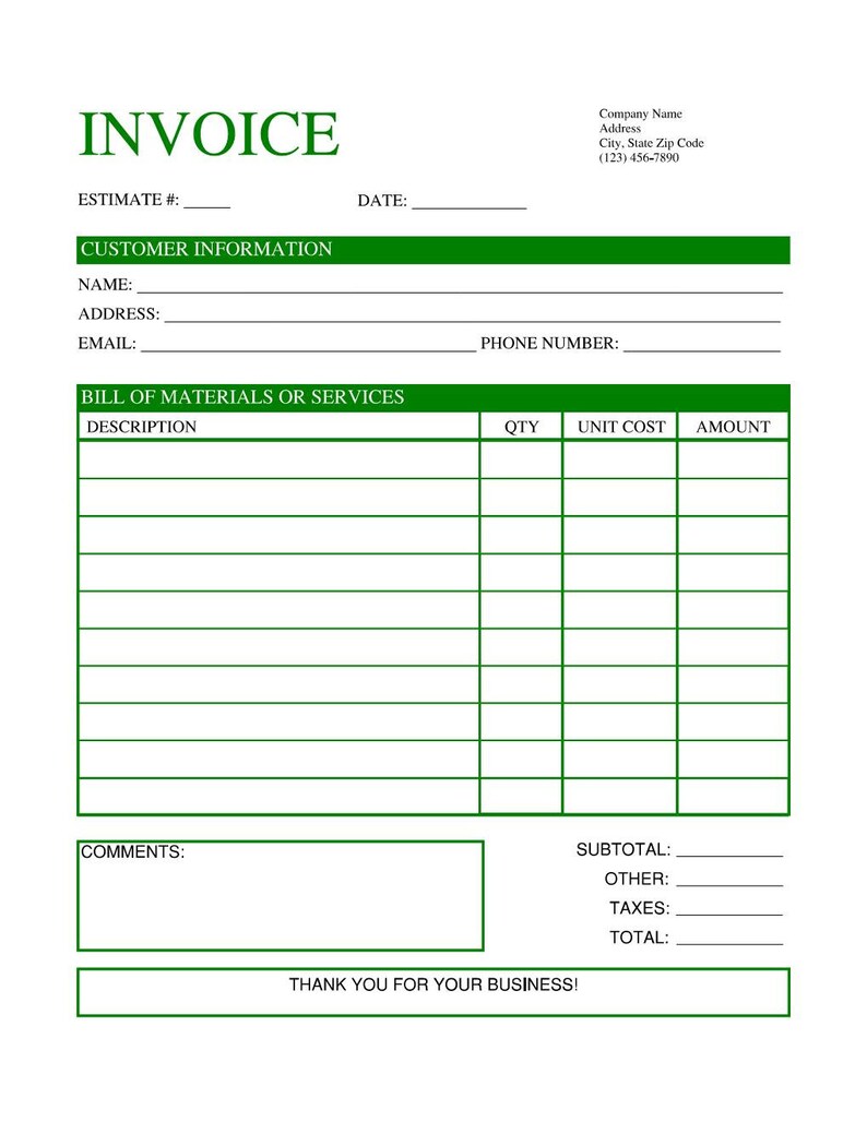 Invoice Template | 4 Color Options | Zip File | EDITABLE & PRINTABLE ...