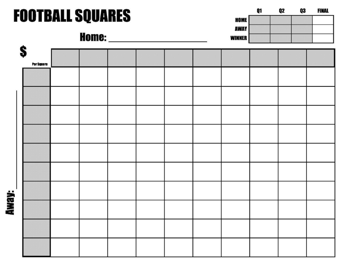 Black & White Football Squares - Reusable, Editable, and Printable on ...