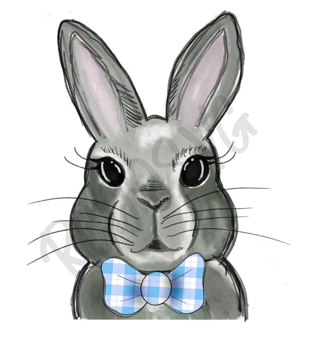 Easter Bunny Bow Tie Watercolor I PNG SUBLIMATION - Etsy