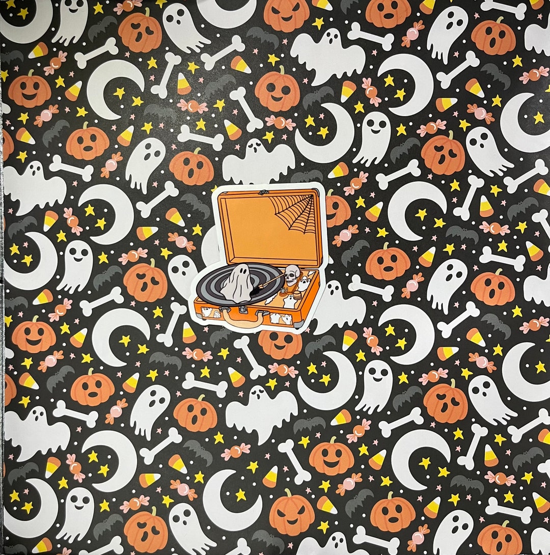 Spooky Record Player Sticker/ Halloween Player Sticker/ Old Timey ...