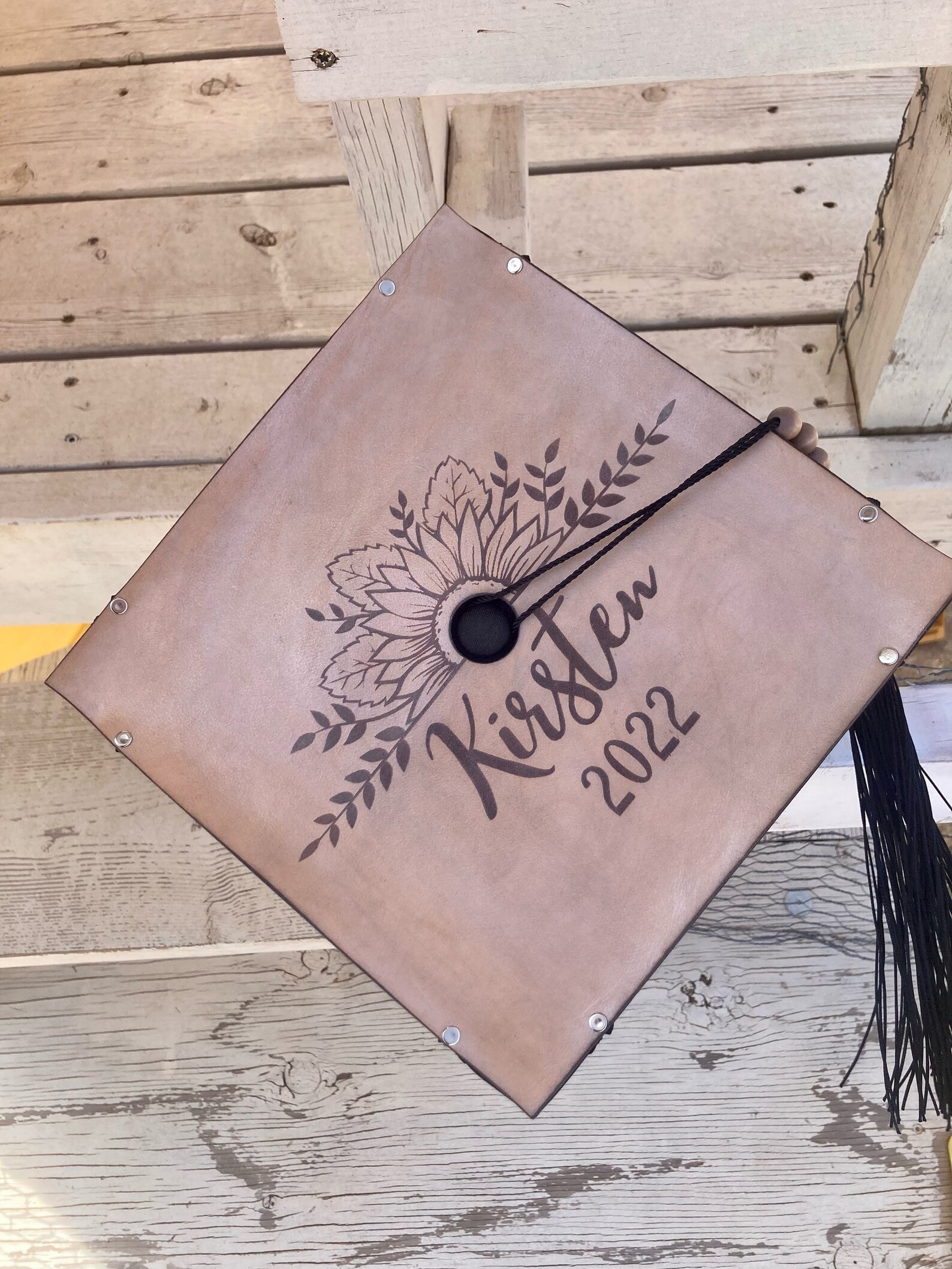 Leather Graduation Cap Topper Engraved REMOVABLE Hat Not - Etsy