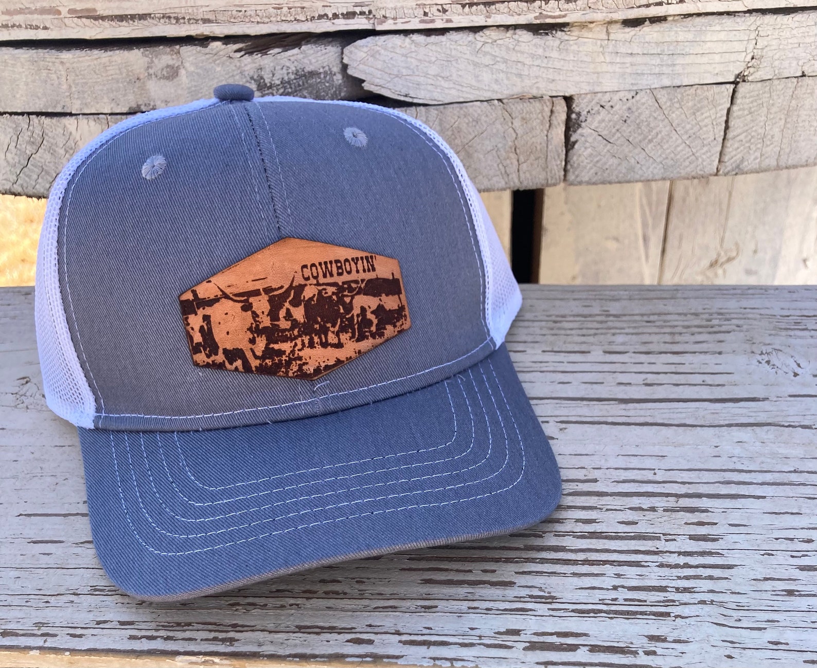 Leather Patch Kids Cap Childrens Trucker Hat Western Kids | Etsy