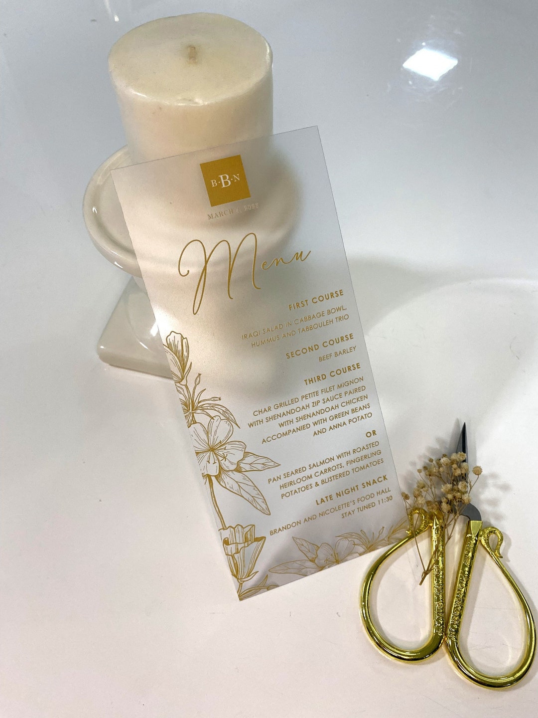 Acrylic Wedding Menu Card, Acrylic Wedding Reception Card, Frosted Menu ...