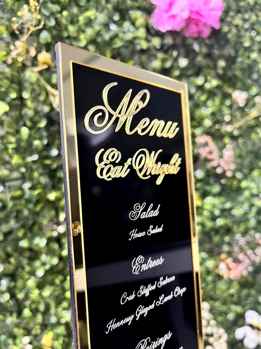 Acrylic Wedding 3D Gold Frame Menu Card, Acrylic Wedding Reception Card ...