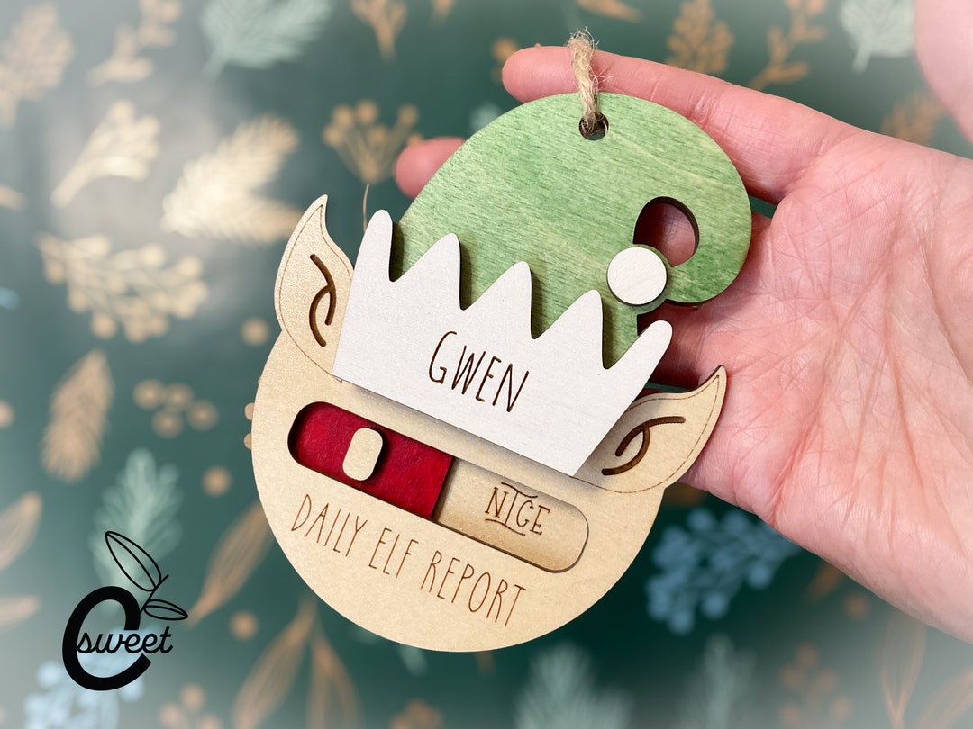Personalized Kids Daily Elf Report Christmas Tree Ornament With Toggle ...
