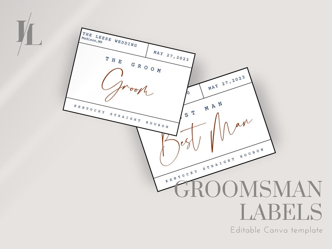 Wedding Groomsmen Bourbon Bottle Template for CANVA Groomsman Proposal ...