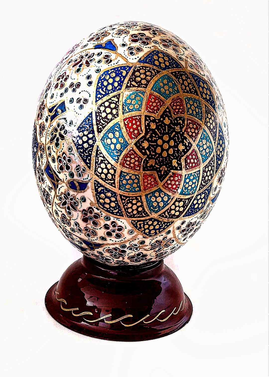 Luxurious Hand-painted Decorative Egg With Golden Rosette Motif and ...