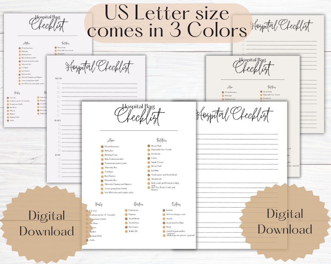 Labor and Delivery Hospital Bag Checklist, First Time Mom Checklist ...