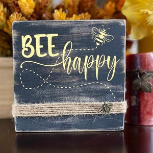 Bee Happy Sign Farmhouse Decor Wood Sign Handmade Decor - Etsy