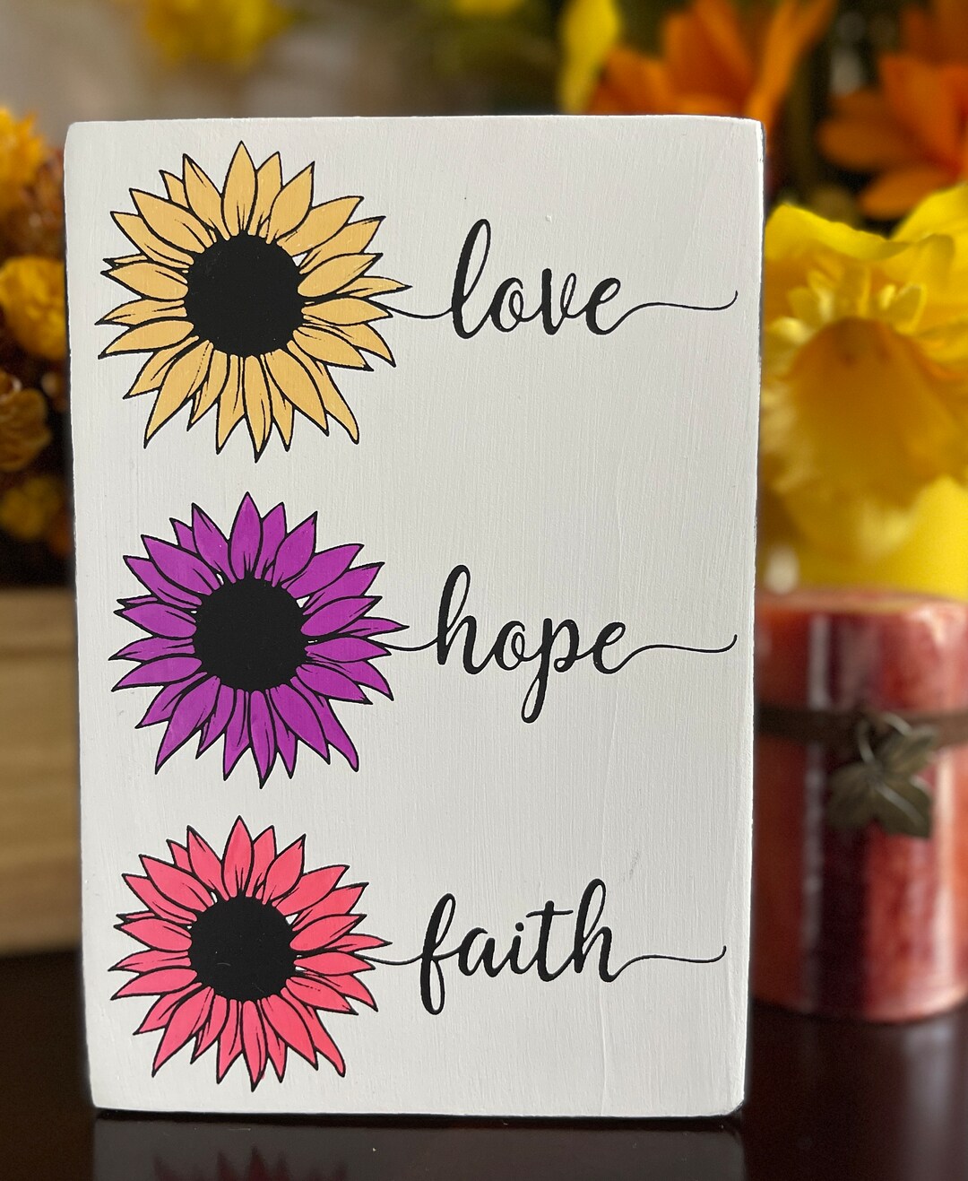 Love Hope Faith Sign | Farmhouse Decor | Wood Sign | Handmade Decor ...