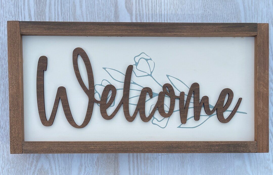 Framed Welcome Wood Sign | Farmhouse Decor Sign | Handmade Sign | Home ...