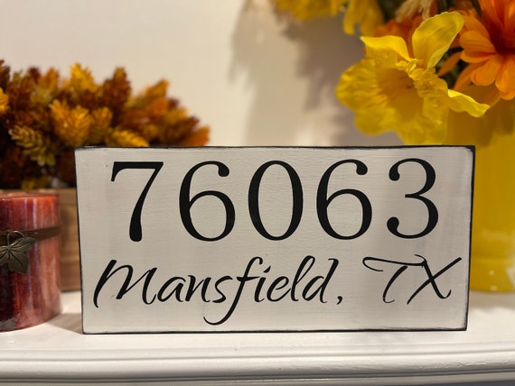 Zip Code Sign Painted Wood Sign Custom Wood Sign - Etsy