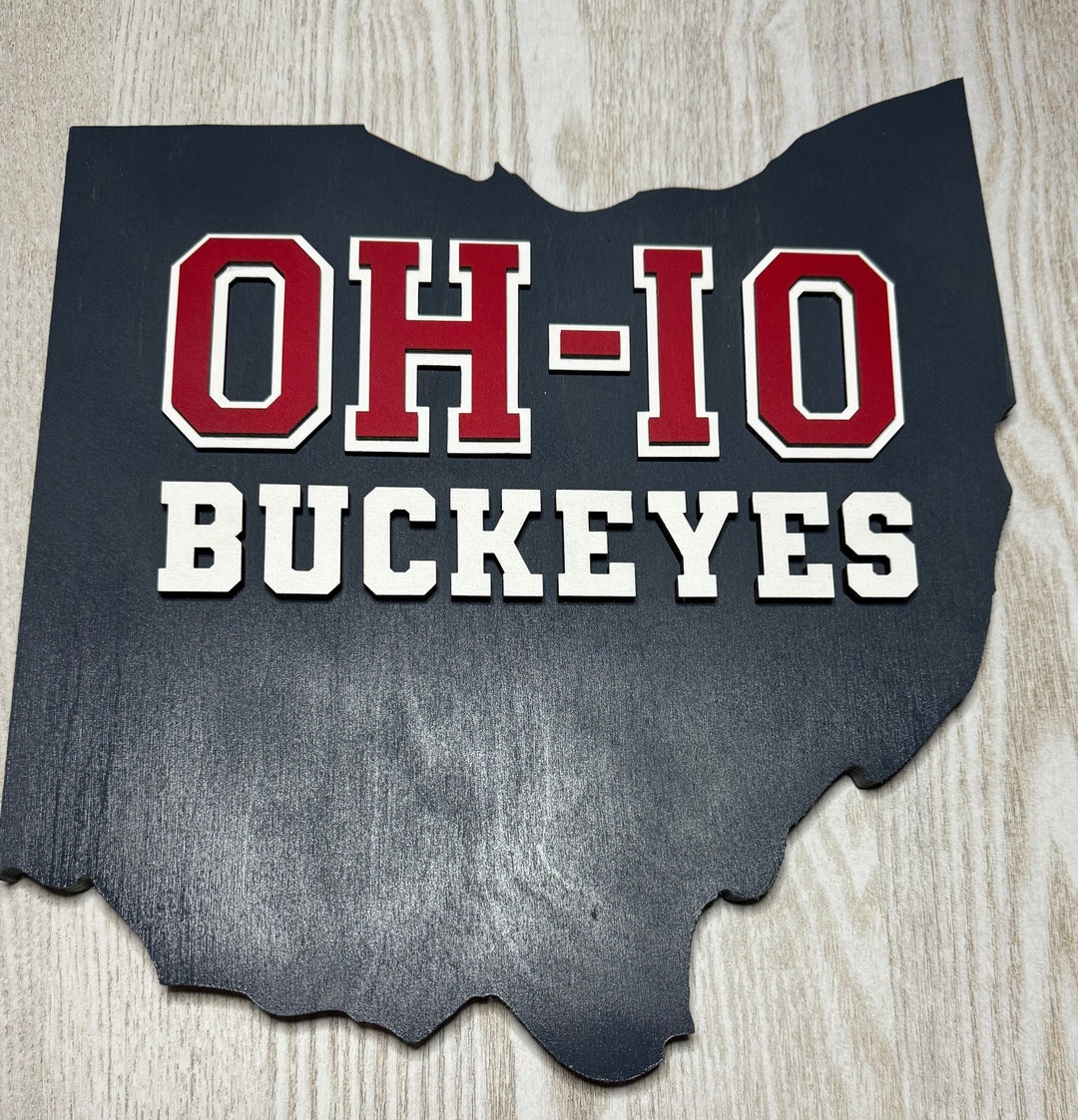 Ohio State Buckeyes Sign | Farmhouse Decor | Wood Sign | Ohio Shape ...