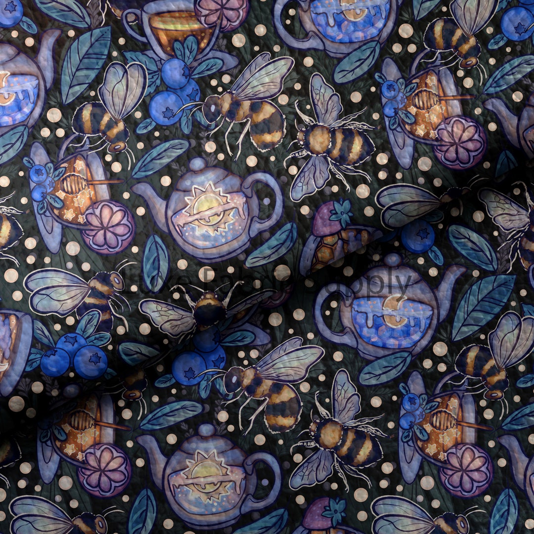 Printed Faux Leather Bees and Teas Custom Faux Leather Faux Leather ...