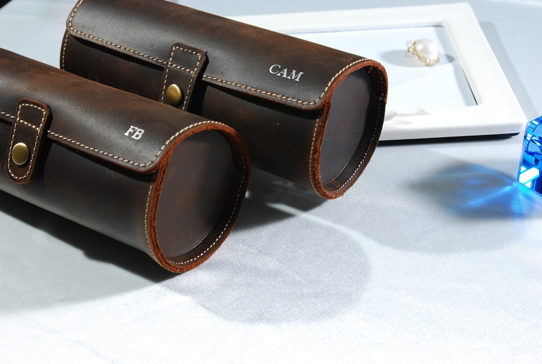 Monogrammed Travel Genuine Leather Watch Roll,personalized Real Leather ...