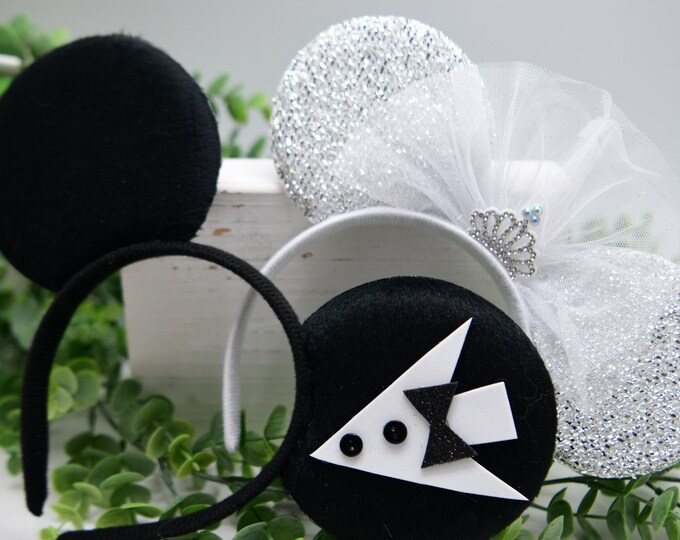 Bride and Groom Mickey and Minnie Ears Set Headbands Bride to Be Mickey ...