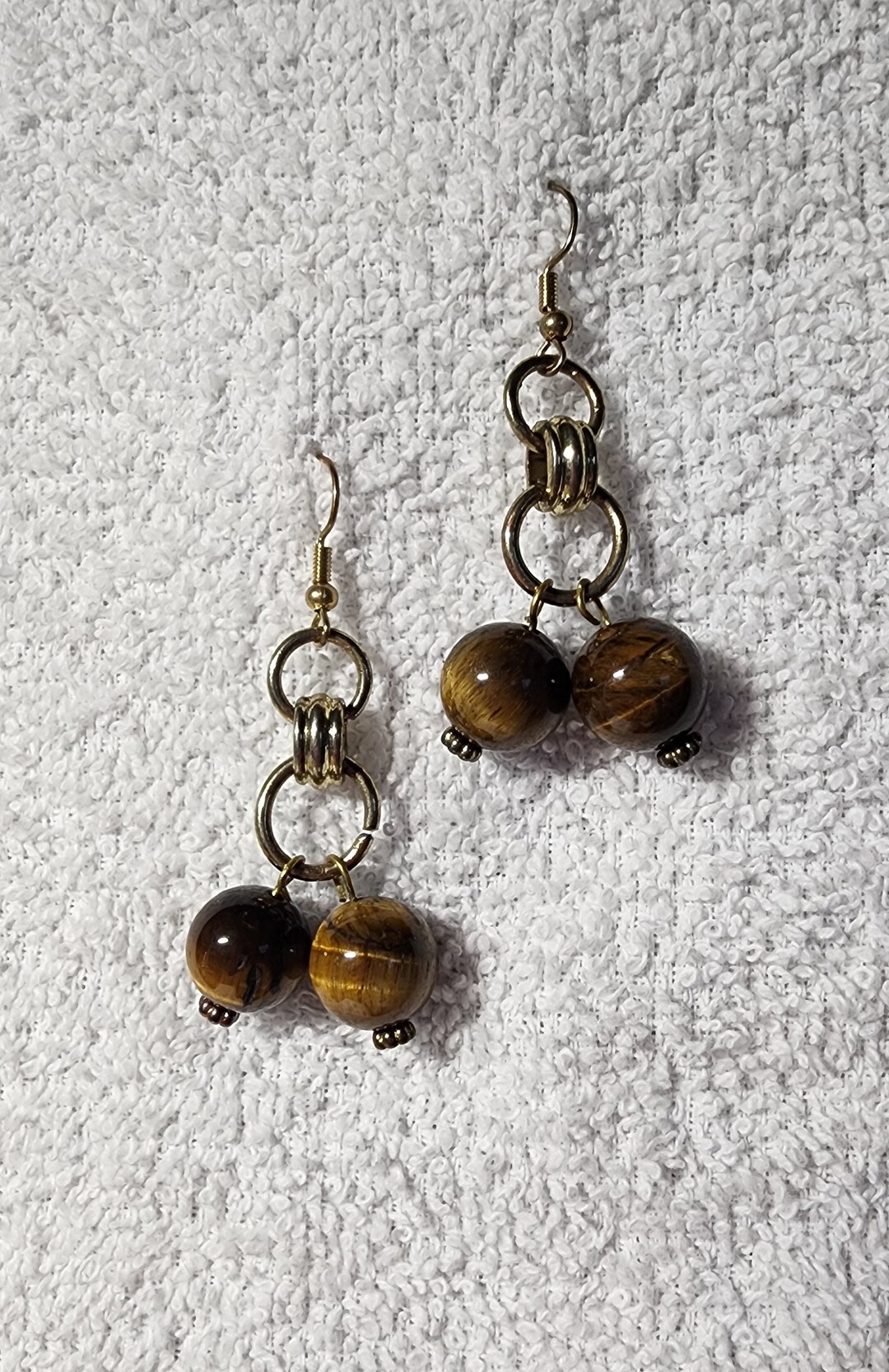 12mm Golden Tigers Eye Dangle Earrings - Etsy