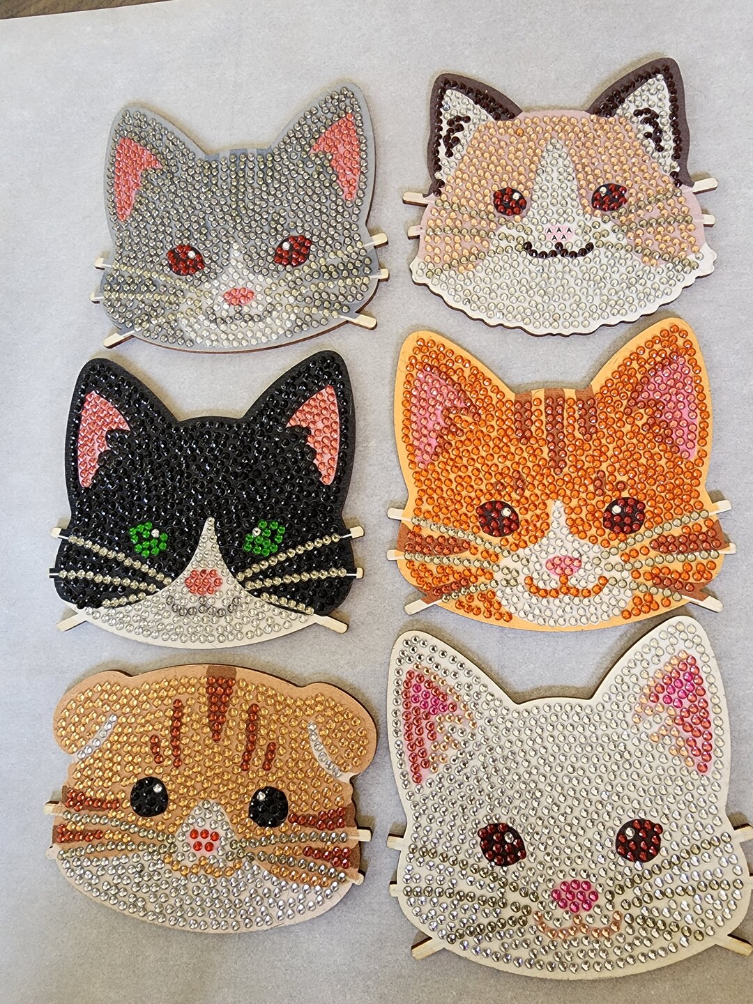 Set of 6 Cat Coasters With Holder - Etsy