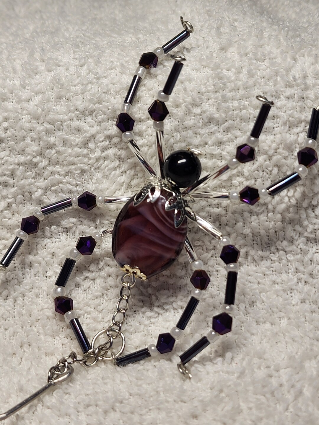 Purple Smoke Signal Bead Hanging Plant Spider Ornament - Etsy