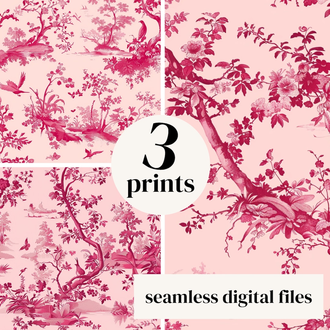 Toile | Hot Pink | Pink | Seamless File | Repeating Pattern | Digital ...