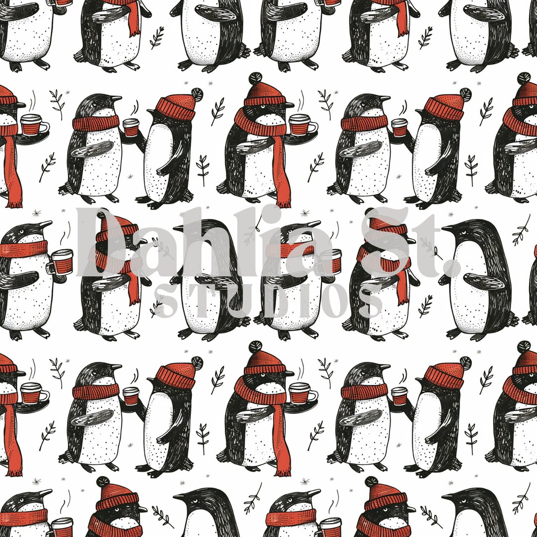Christmas | Holiday | Hot Coco | Penguins | Hot Chocolate | Seamless ...