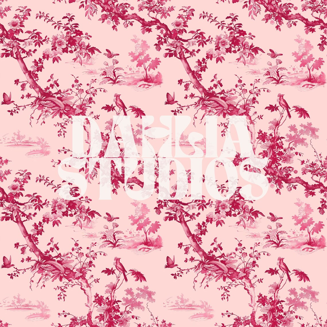 Toile | Hot Pink | Pink | Seamless File | Repeating Pattern | Digital ...
