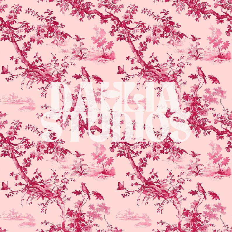 Toile | Hot Pink | Pink | Seamless File | Repeating Pattern | Digital ...