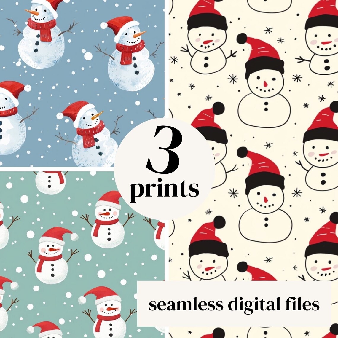 Snowman | Snowmen | Holiday | Seamless File | Repeating Pattern ...