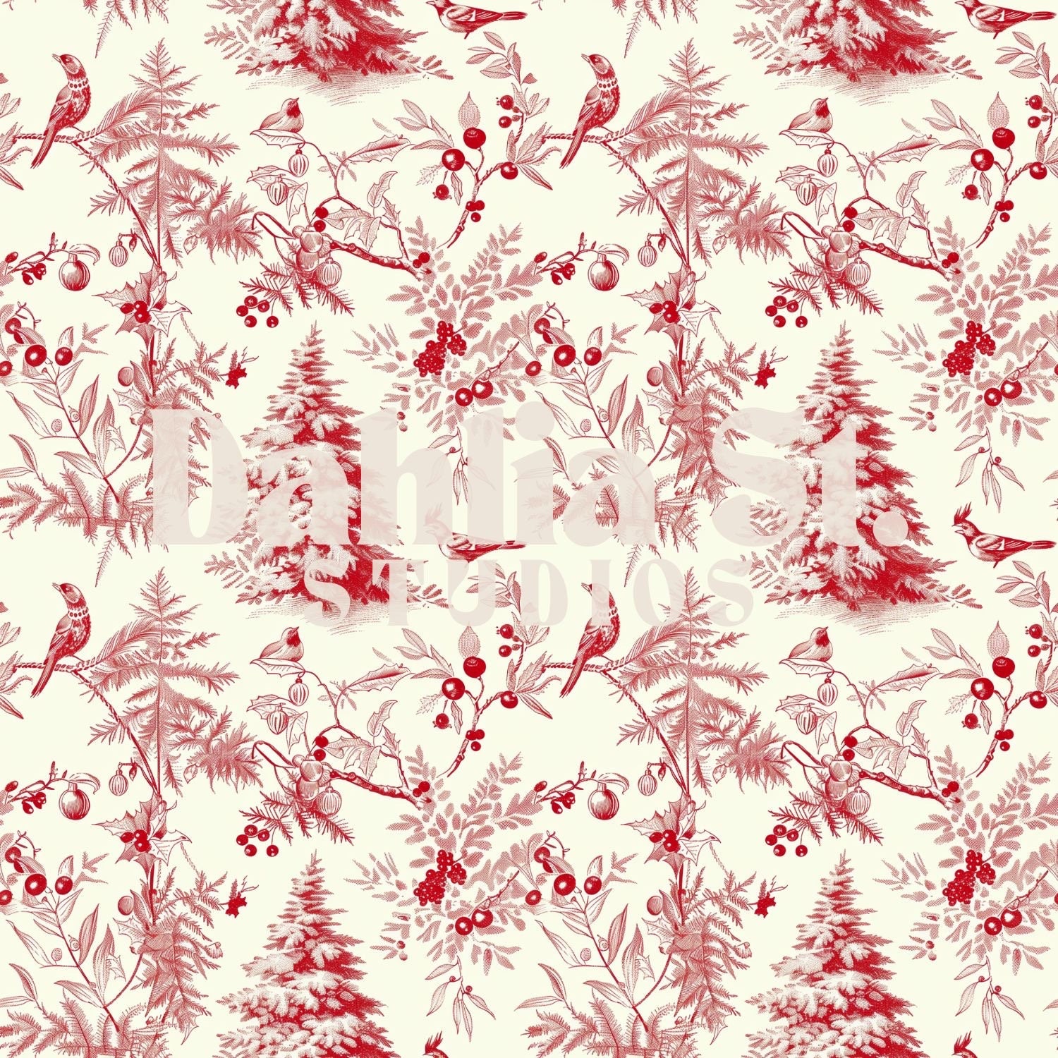 Christmas Toile 3 | Holiday | Florals | Flowers | Seamless File ...