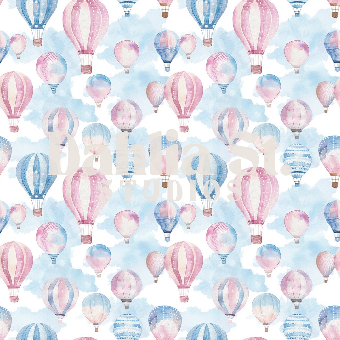 Hot Air Balloons | Watercolor | Pastels | Seamless File | Repeating ...