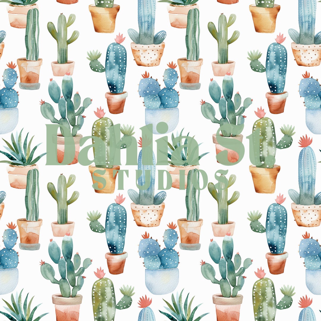 Cactus | Succulents | Seamless File | Repeating Pattern | Digital Print ...