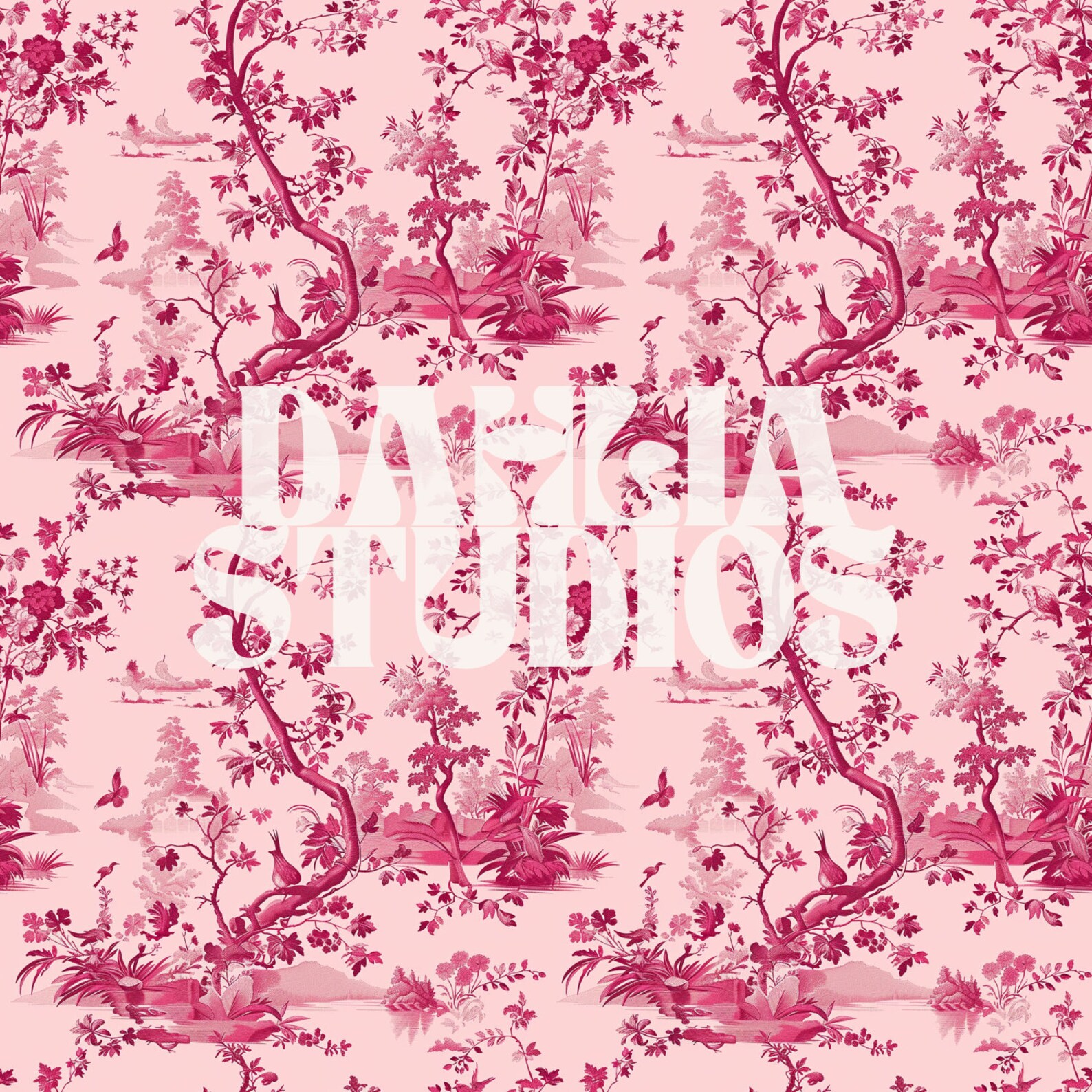 Toile | Hot Pink | Pink | Seamless File | Repeating Pattern | Digital ...