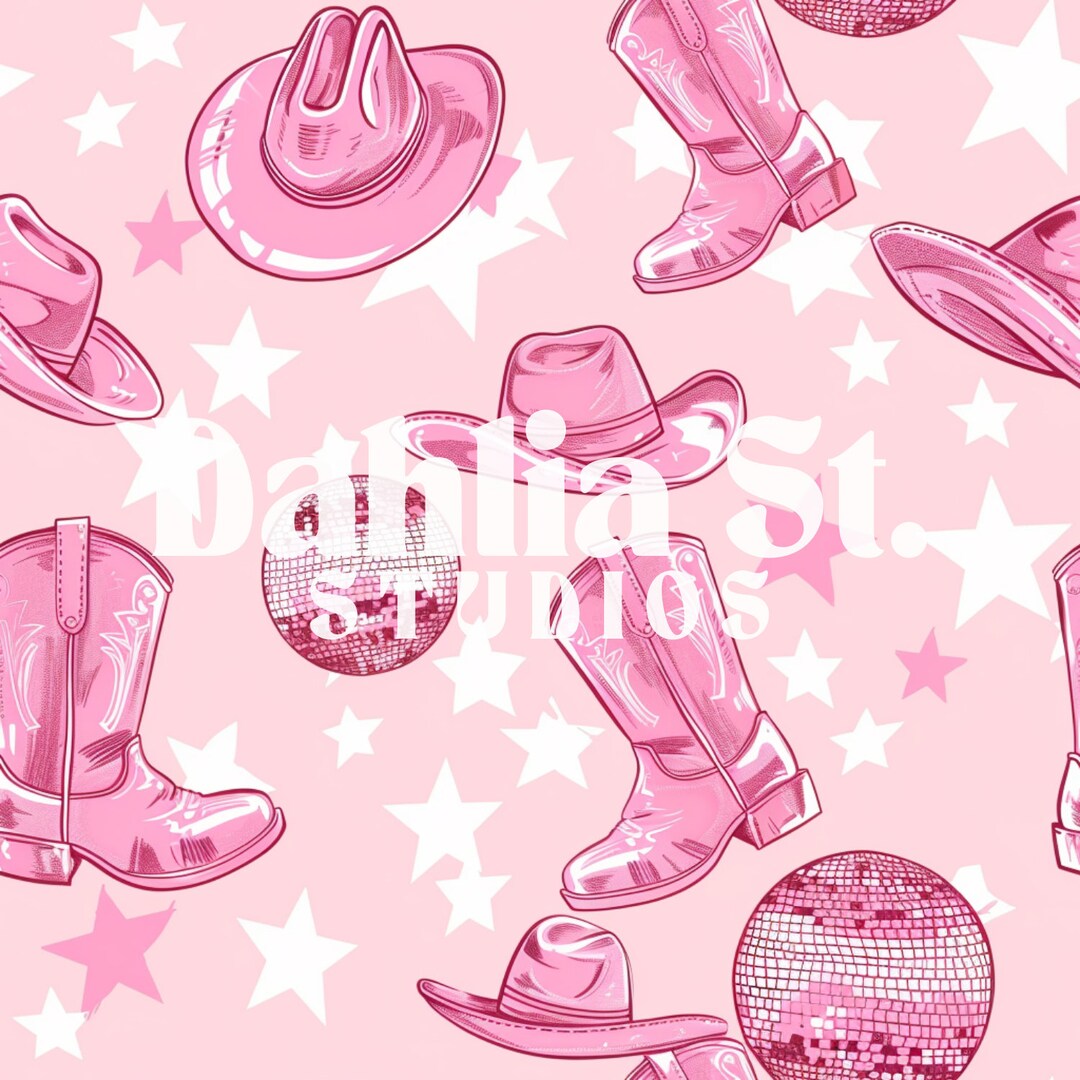 Disco Cowgirl | Cowboy | Pink | Seamless File | Repeating Pattern ...