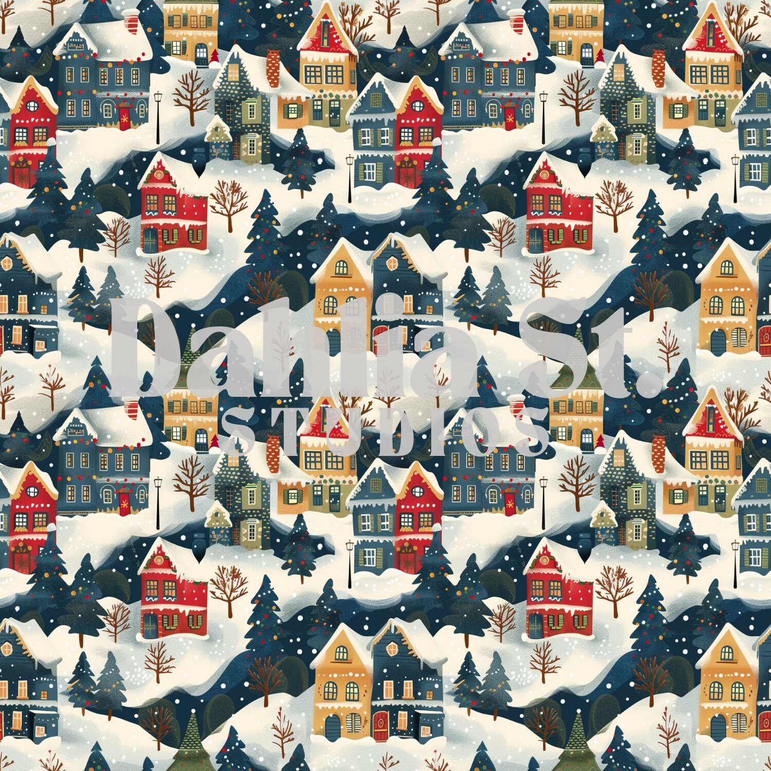 Christmas Town | Holiday | Village | Seamless File | Repeating Pattern ...