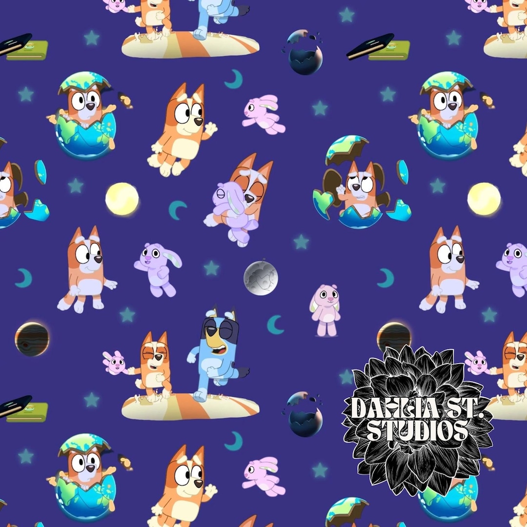 Bluey | Sleepytime | Bingo | Heeler | Blue Dog | Seamless Pattern ...