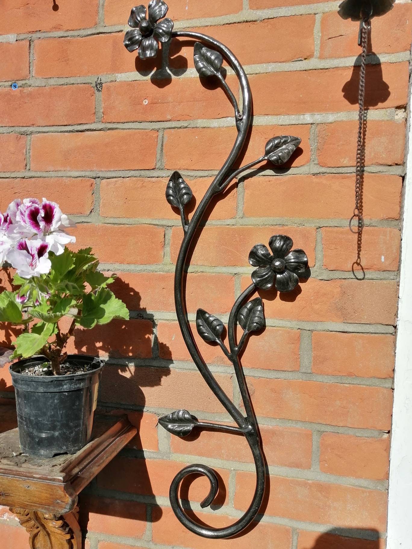 Metal Flower Wall Art Rustic Garden Feature in Black or Silver. - Etsy