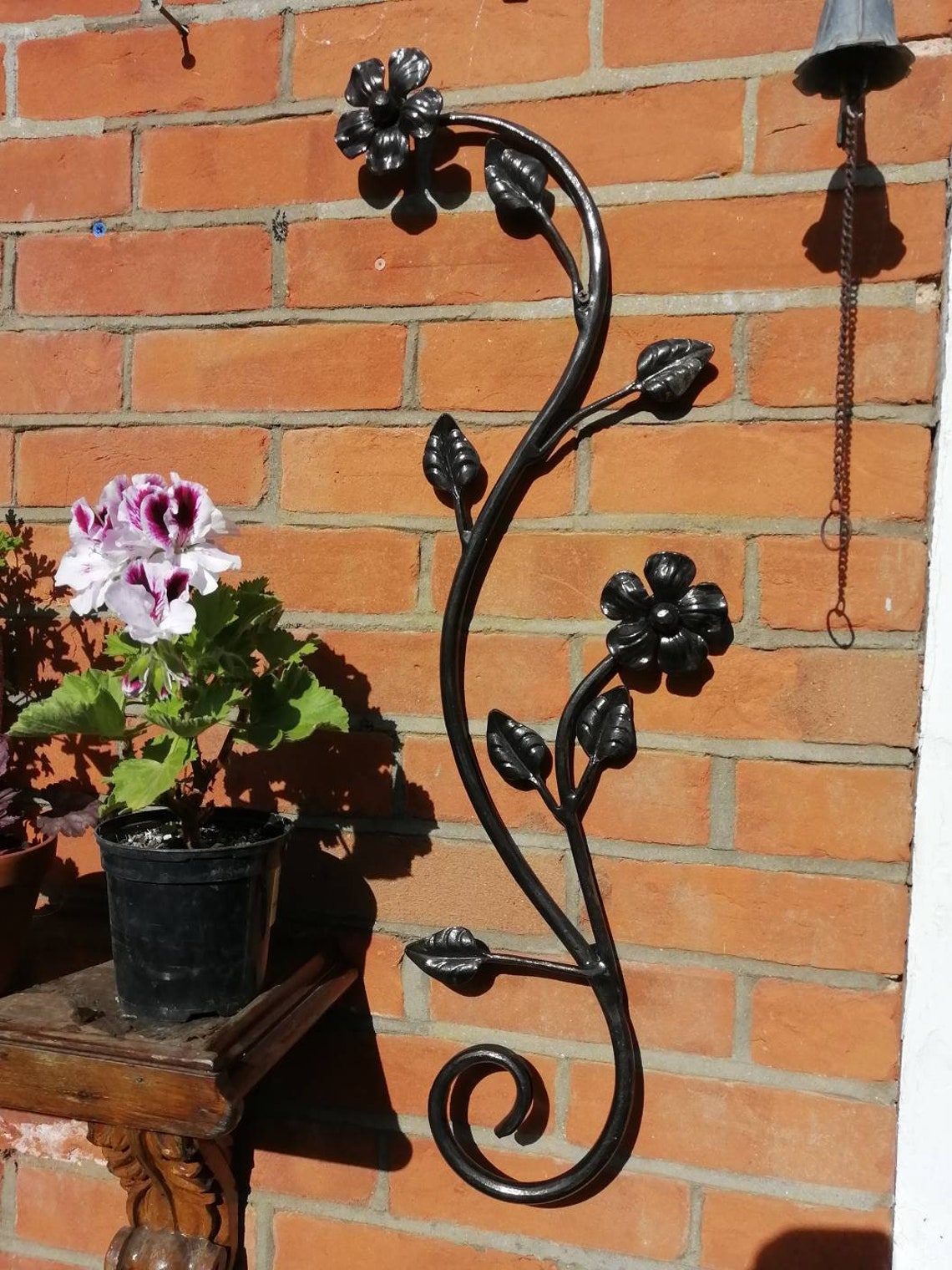 Metal Flower Wall Art Rustic Garden Feature in Black or Silver. - Etsy