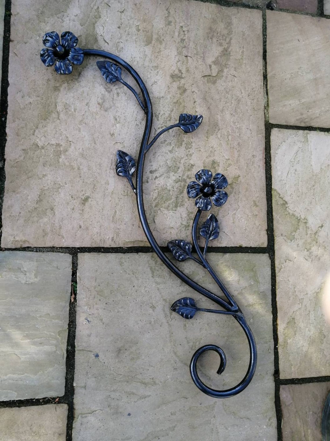 Metal Flower Wall Art Rustic Garden Feature in Black or Silver. - Etsy