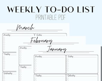Weekly to Do List Printable Instant Download Flower Planner Black and ...