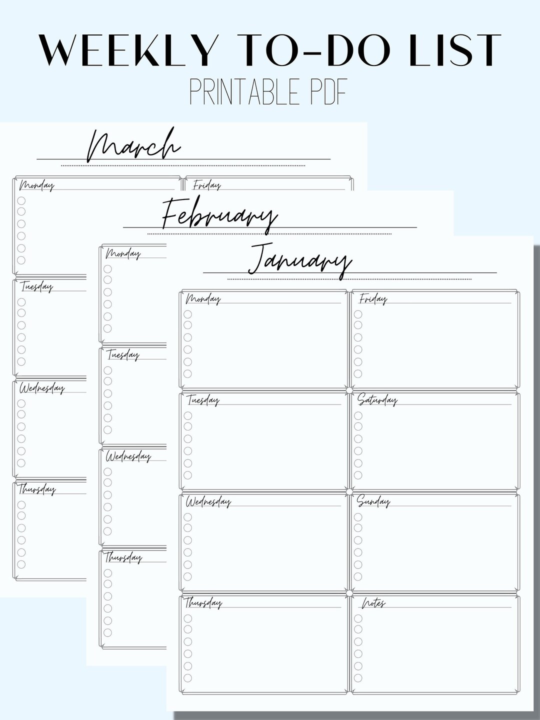 Printable Weekly To-do List, Instant Download Print at Home Planner ...