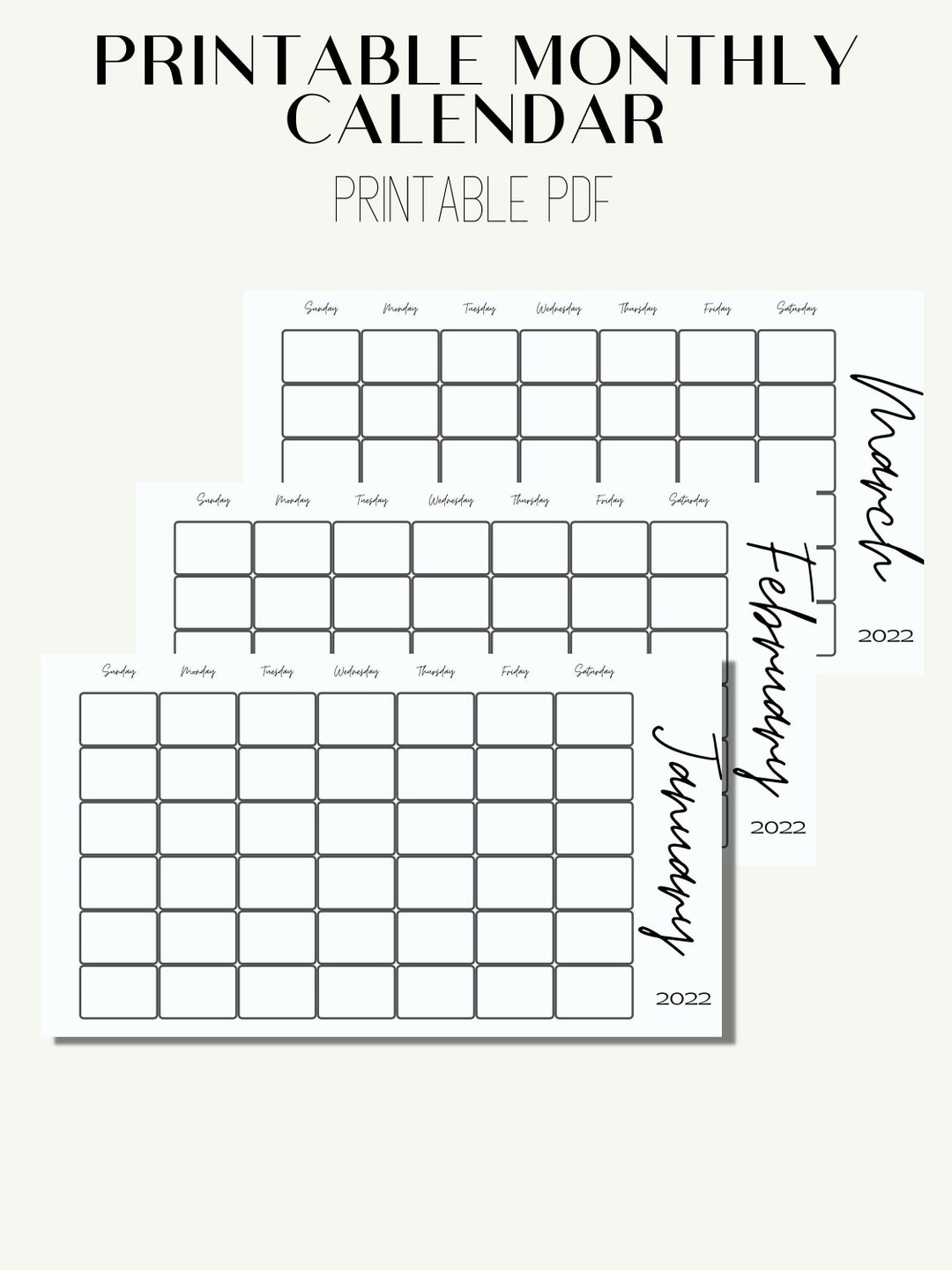 Printable Monthly Calendar 2022 Instant Download Print At Etsy printable-monthly-calendar-2022-instant-download-print-at-etsy