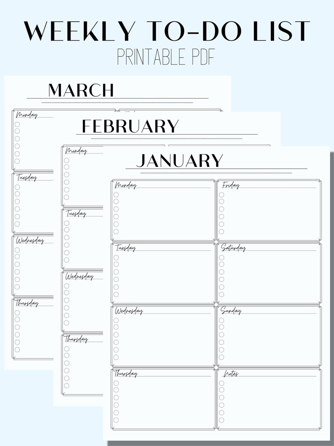 Printable Weekly To-do List, Instant Download Print at Home Planner ...