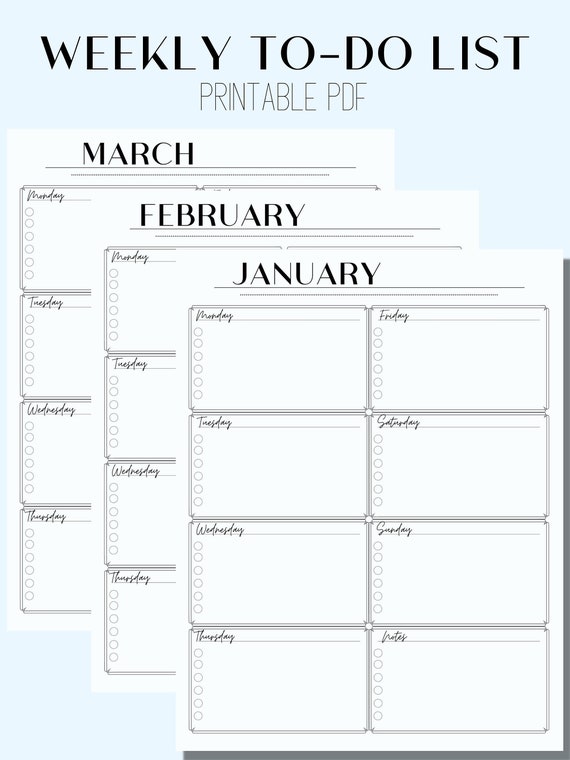 Printable Weekly To-do List Instant Download Print at Home - Etsy